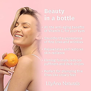 LilyAna Naturals New Formula Eye Cream for Dark Circles, Puffiness, Wrinkles and Bags - Anti-Aging and Hydrating - For Sensitive Skin - 1 oz - Made in USA