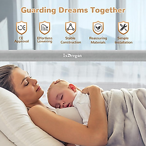 Ixdregan Bed Rail for Toddlers - 2023 SafePlus Toddler Bed Rail with Adjustable Height, Independent Lift Baby Bed Rail Guard, CompatMax Bed Rails for King Full Twin Queen Bed (74.8",Gray,1 Piece)