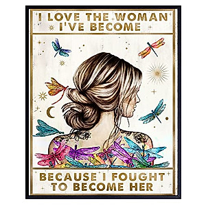 Positive Quotes Wall Art & Decor - Inspirational Quotes - Boho Wall Decor - Hippie Room Decor - Motivational Poster - Encouragement Gifts for Women - Rustic Girls Bedroom Living Room Home Office