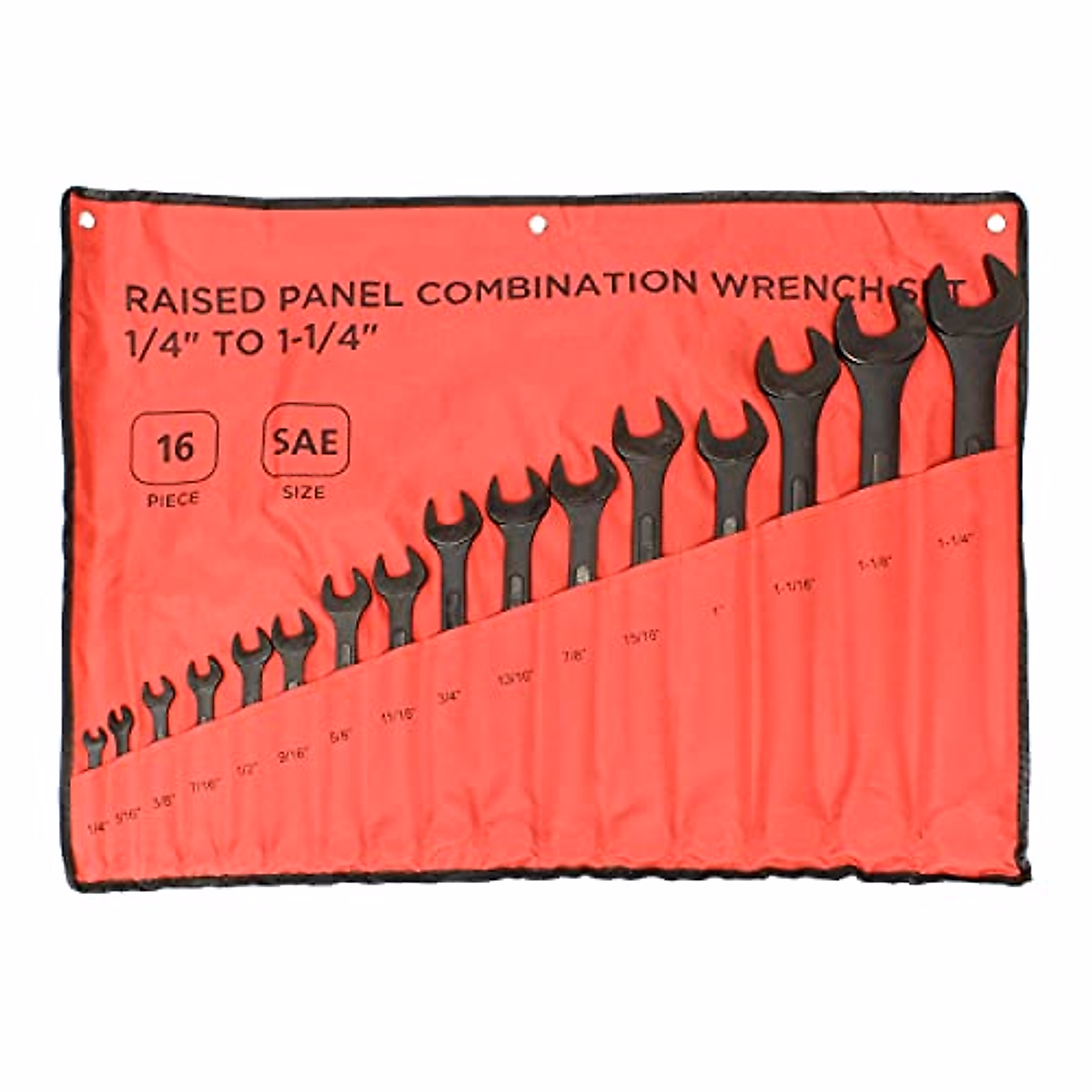 ABN Standard Wrenches Set - 16 Piece SAE Combination Wrench Set 1/4in to 1-1/4in SAE Wrench Set with Roll Up Pouch