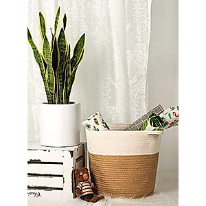 Goodpick Boho Woven Storage Basket Rope Laundry Basket with Handles (Set of 2)