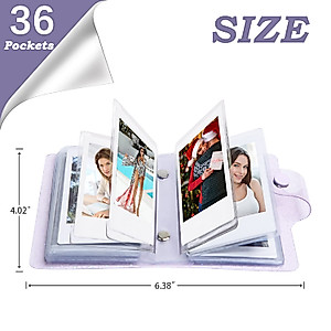 2Packs 36 Pockets Mini Photo Album for Fujifilm Instax Mini Instant Film, Polaroid Snap, Z2300, SocialMatic Instant Cameras & Zip Instant Printer (purple)