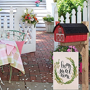 LHSION Home Sweet Home Garden Flag 12.5 x 18 Inch Vertical Double Sided Burlap Flag for Spring Summer Seasonal House Yard Decor