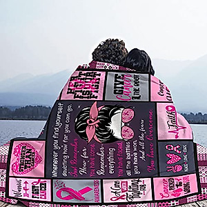 Pesine Cancer Awareness Blanket for Women Healing Survivor Gifts Get Well Throw Blankets Flannel 50X60in Multicolor