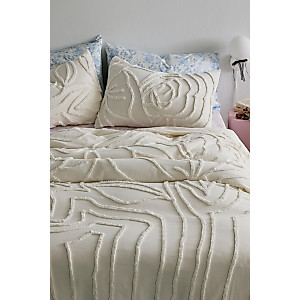 THE HIPPIE STYLE Luxury Tufted Duvet Cover- 3 Pcs Ivory Cotton Bedding Set Comforter Cover, Boho Bedding Set, Home Decor, Bed Cover Set with Pillow (Off White/Ivory, Queen)