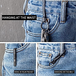 TISUR Keychain Pocket Clip, Quick and Easy Access to Keys, Titanium Key Holder with Detachable Keyring, Gifts for Men Women (25mm Black Ti Ring)