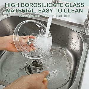 BESTonZON Glass Cooking Pot with Lids 64Oz (2L) Glass Saucepan, Glass Simmer Pot for Stovetop, Clear Pots for Pasta Noodle,Soup,Milk,Tea, Dual Handles,Gift Spoon