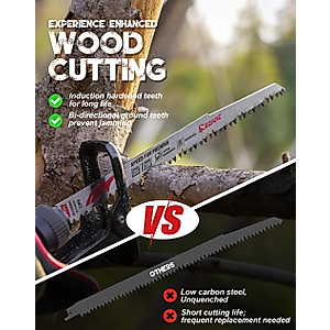 EZARC Wood Pruning Reciprocating Saw Blade 9 Inch, Fleam Ground Teeth Pruning Saw Blades for Tree Trimming, Wood/Wet Wood Cutting, 5 Pieces