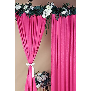Cytdkve 2 Panels 4.8 Feet x 10 Feet Fushia Velvet-Like Wedding Backdrop Curtain Drapes, Silky Soft Window Curtains Panels for Wedding Ceremony Birthday Party Decorations