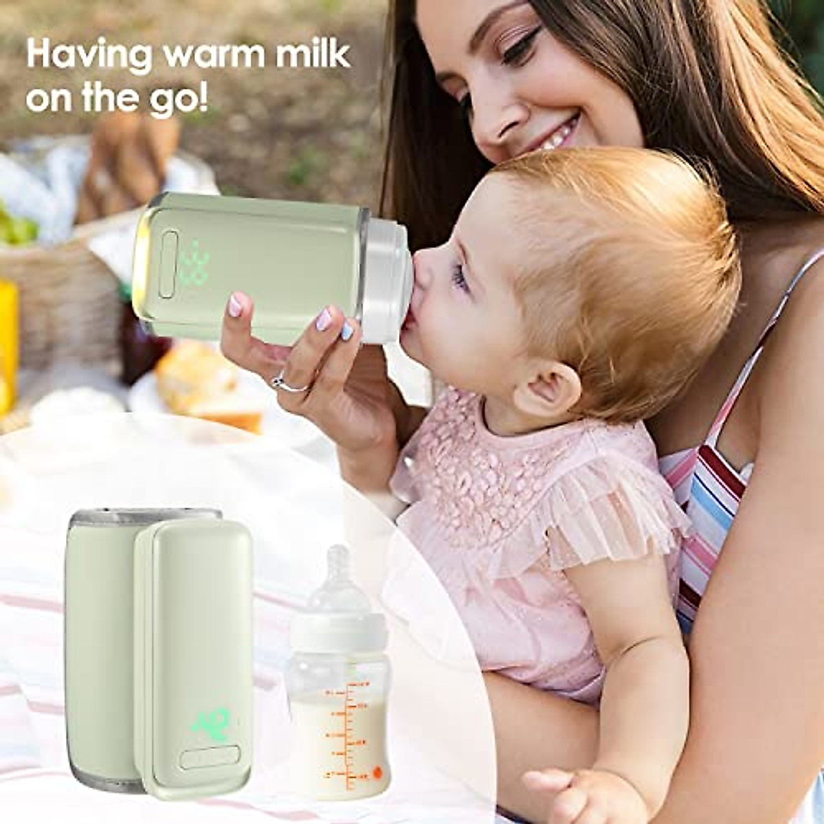 Cozytots Wireless Bottle Warmer for Travel Portable Baby Milk Warmer On The Go Constant Temperature Rechargeable USB Battery-Powered Baby Milk Heating Bag in Car Heaters Thermostat Bag