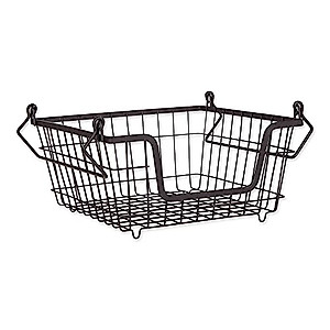 DII Metal Wire Mesh Stackable Utility Storage Bin, Small, 11x11x6, Black