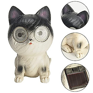 JIANWEI Garden Cat Solar Light, Cute Lawn Cat-Shaped Statues Waterproo-f Solar Animal Statue Light, Bright Eyes Solar Cat Ornament for Flower Fence Passage Walkway Courtyard Decoration