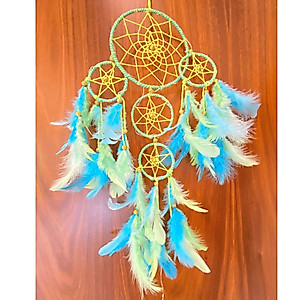 Rooh Dream Catcher ~ Neon 4 Tier with Pretty Lights ~ Handmade Hangings for Positivity (Can be Used as Home Décor Accents, Wall Hangings, Garden, Car, Outdoor, Bedroom, Windchime)