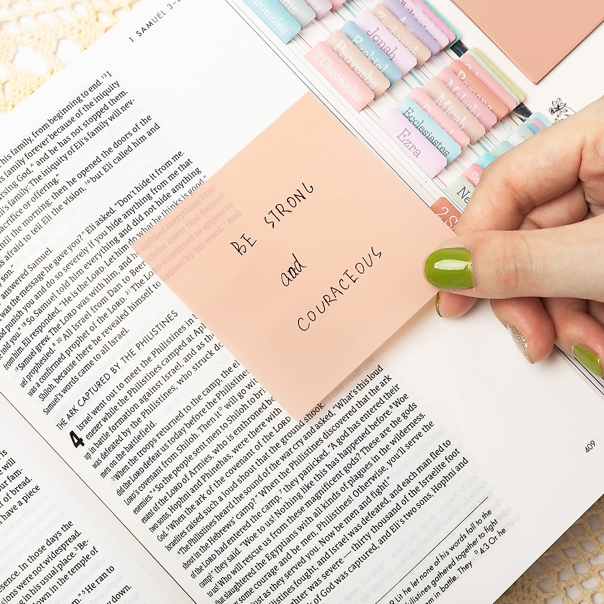 Earth Tone Transparent Sticky Notes, Set of 4 Pads 3''x3” Clear Sticky Tabs, Translucent Page Flags, Planner Accessories, Bible Journaling Study Office School Supplies (Earth Tone)