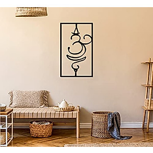 Breathe Sanskrit Symbol Metal Wall Decor, Om Yoga Symbol Wall Art, Yoga Meditation Home Decor, Zen Yoga Studio Decor, Yoga Lover Breathe Gift, Gift for Yoga Lovers (38.5 x 23.1” / 98 x 58 cm)