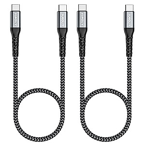 SUNGUY USB C to USB-C Cable, [2Pack, 2FT/0.6M ] 60W PD C to C Fast Charger Cable Cord Compatible for Samsung Galaxy S21/S21+/S20+ Ultra, iPad Pro 2020/2018, iPad Air 2020,MacBook Air/Pro and More