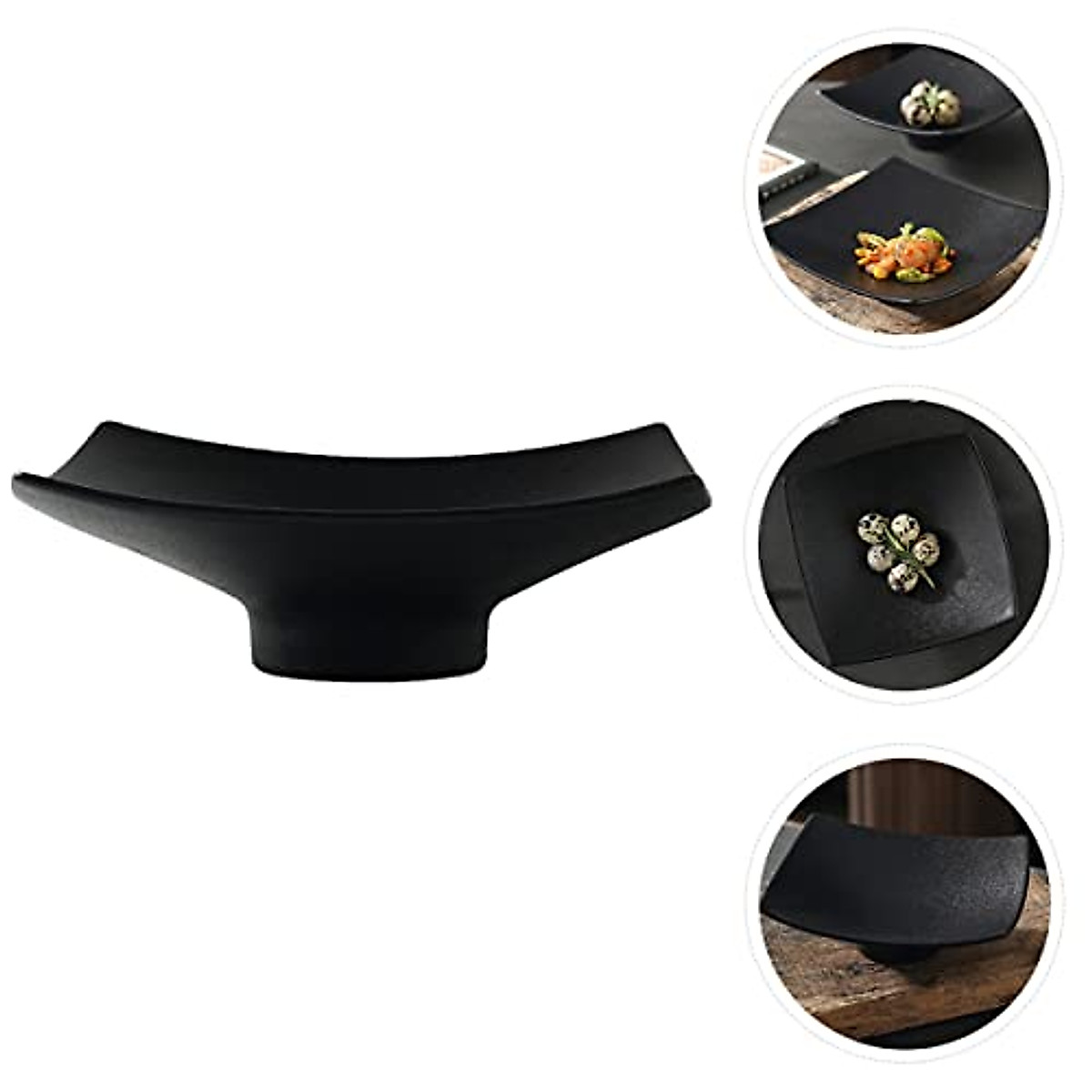 BESTonZON Square Dinner Plates, serving platters serving trays dessert plate Matte Black Serving