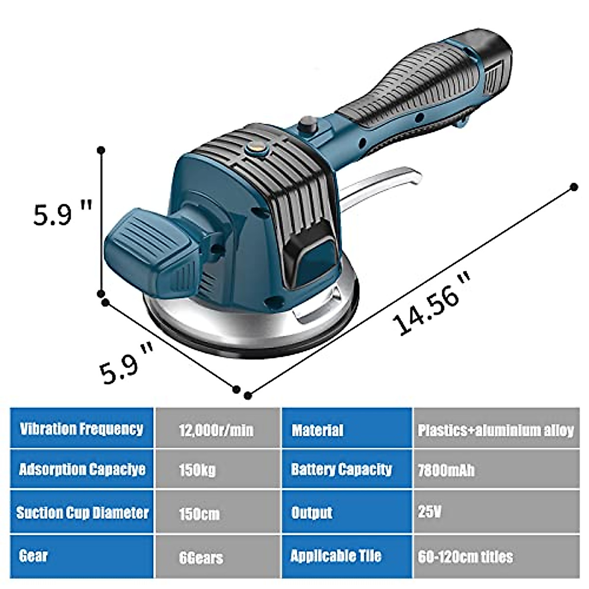 Tile Vibration Machine Installation Tool - Nopwer Tiling Suction Cup for Leveling Handheld Vibrator Adjustable 6 Speeds 25V 12000r/min