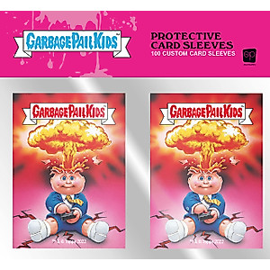 Garbage Pail Kids Premium Card Sleeves | 100 Card Protector Sleeves | 64mm x 89mm Sleeves Fit Standard Size Playing Cards & Collector Cards | Card Sleeve Back Artwork Featuring Adam Bomb Character