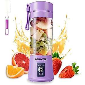 Portable Blender,Personal Blender for Shakes and Smoothies,Personal Size Blenders with USB Rechargeable Mini Fruit Juice Mixer, Mini Juicer Smoothie Blender Bottles Travel 380ML (Purple, 380 ml)