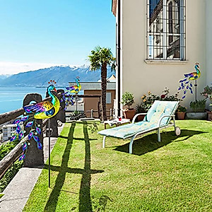 DREAMSOUL Solar Garden Lights Outdoor, Metal Peacock Decor Solar Lights Garden Stakes with Led String Lights, Waterproof Crackle Glass Ball Landscape Path Light for Lawn Patio Yard Garden Decorations