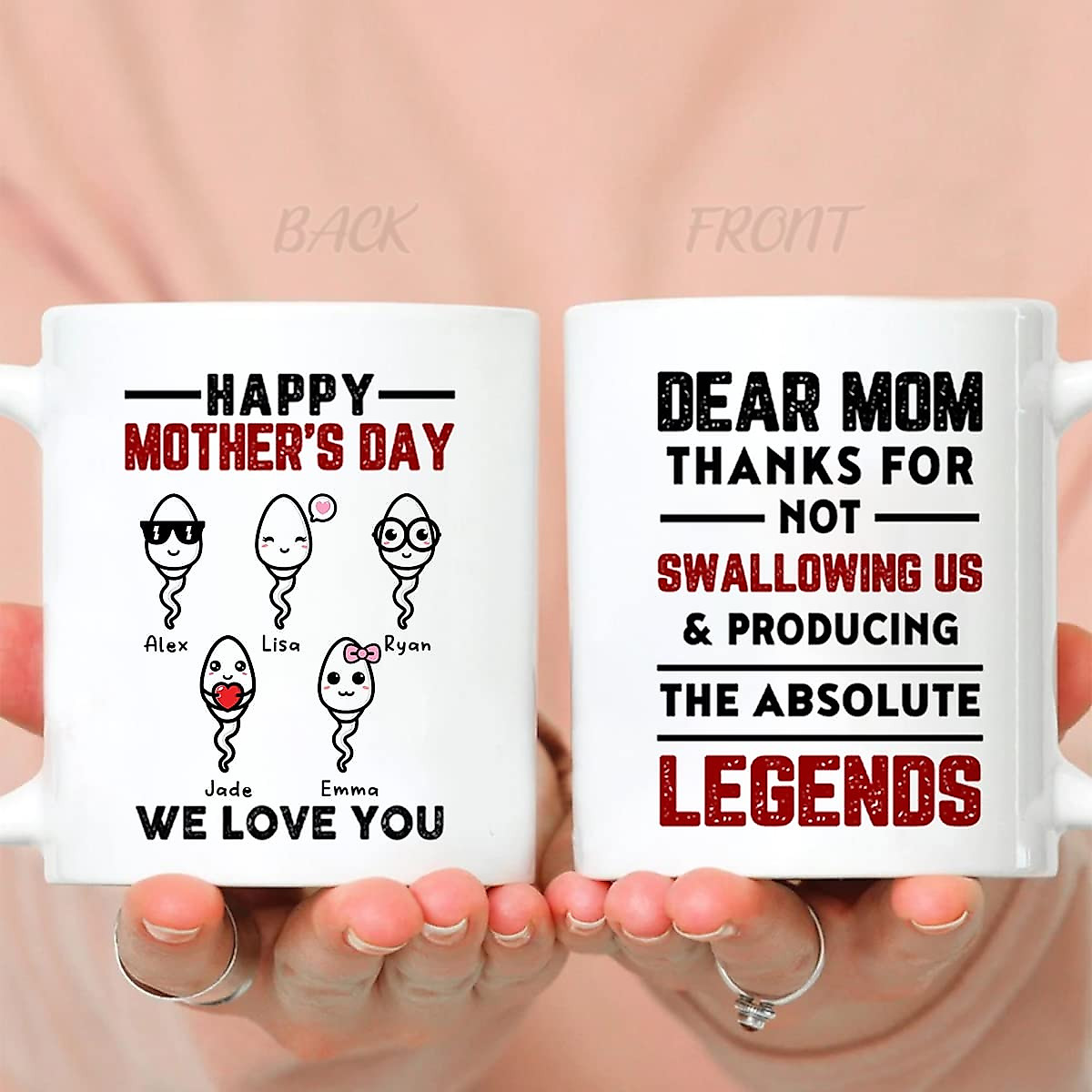 Personalized Tumbler For Mom From Daughter Son Thanks For Not Swallowing Me Funny Sperms Gifts For Mother Custom Name Stainless Steel 20 Oz Insulated Travel Cup For Birthday Mothers Day