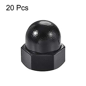 uxcell M6 Thread Dia Dome Head Nylon Cap Acorn Hex Nuts Black 20pcs