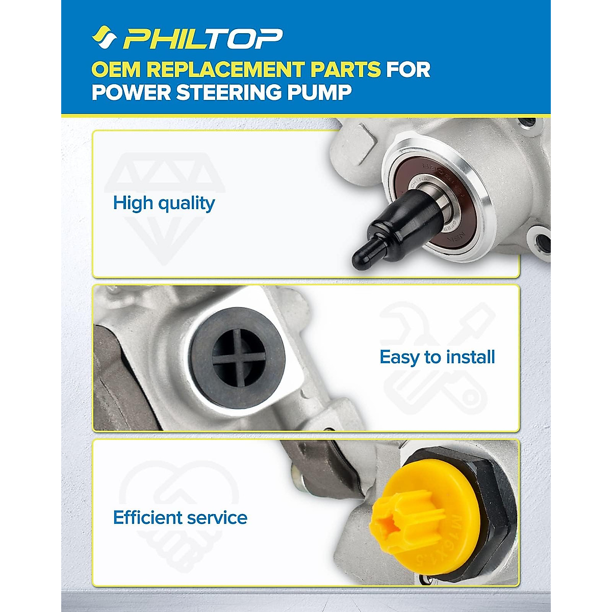 PHILTOP 20-1008 Power Steering Pump Fit For 2003-2010 Ram2500; Ram3500, 2008 Ram1500 Power Steering Pump