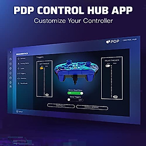 PDP Gaming REMATCH Enhanced Wired Controller Licensed for Xbox Series X|S/Xbox One/PC/Windows, Mappable Back Buttons, Advanced Customizable App - Digital Glitch Blue