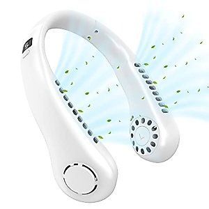 Grarg Portable Neck Fan, 5 Speed Personal Neck Fan with Digital Display, USB Rechargeable Bladness Neck Fan for Indoor Outdoor