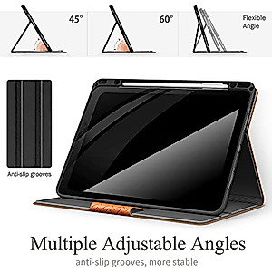 auaua Case for iPad Pro 12.9 6th/5th/4th/3rd Generation 2022/2021/2020/2018, Slim Durable Leather Stand Cover with Pencil Holder, Auto Sleep/Wake (Brown)