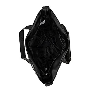 Olivia Miller Women's Fashion Sutton Black Quilted Padded Crossbody Tote Bag w Removable Strap, Medium Weekender Casual Purse Handbag