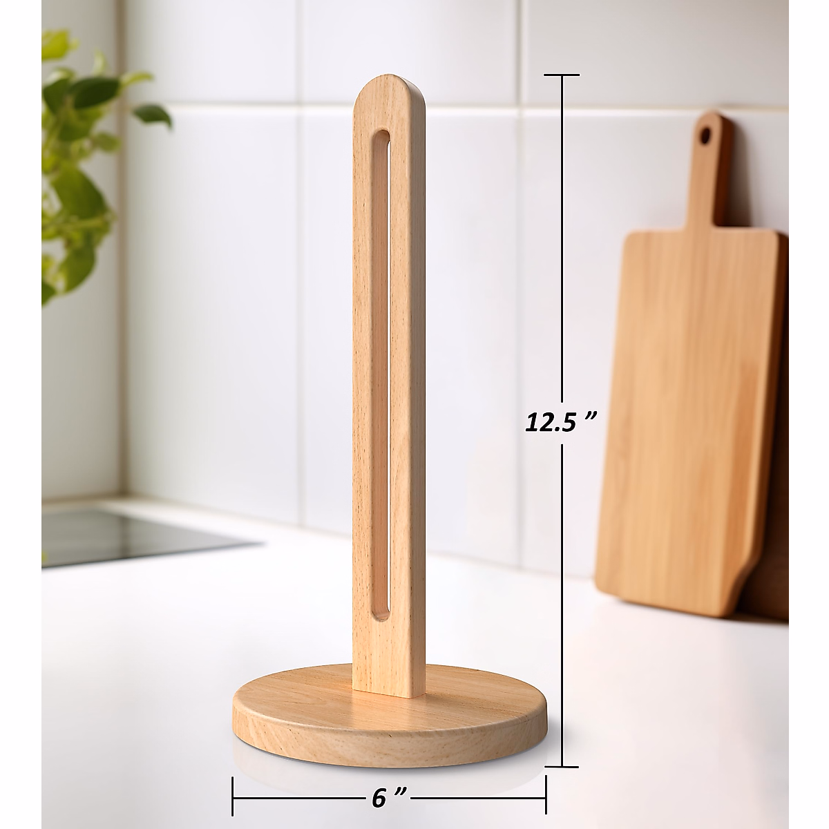 CHAUNCEY HOME Wooden Paper Towel Holder Stand for Jumbo Roll - Stylish Kitchen Paper Rack Bathroom Towel Roll Stand Organizer, Solid Wood Simply Standing Countertop Paper Roll Holder