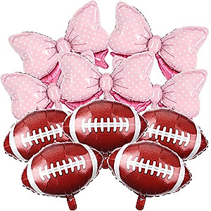 10PCS Football Bowknot Foil Balloons Decorations-Gender Reveal Themed Party Supplies Sport Baby Shower Sport Wedding Birthday Party Favors