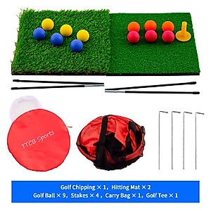 Pop Up Golf Chipping Net, Chipping Net Golf Target Removable, 1 Golf Net with 2 Hitting Mats and 16 Training Balls, Indoor/Outdoor Golf Training Equipment, Golf Gifts for Men And Womens