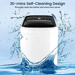CHEFJOY Table Top Ice Maker, Ice Maker Machine for Home, 36LBS Ice Cube Per Day, 6-8Min Ice Making Time, 30 Mins Self-Cleaning, Small Bullet Ice Maker, Dual Lid Design