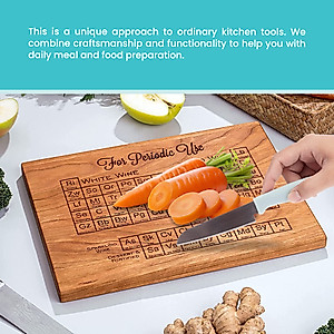 Blue Ridge Mountain Gifts Laser-Engraved Cherry Wood Cutting Board - Father's Day Gift, Rustic Farmhouse Decor, Ideal Wine-Inspired Gift for Wine Lovers w/Periodic Table of Wine Engraving