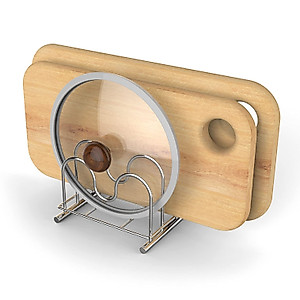 LENITH 304 Stainless Steel Wire Cutting Board Holder, Cutting Board Rack Organizer Kitchen with 3 Sectional