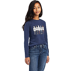 Ariat Girls 10041252 YTH FAN CLUB LS T-SHRT HEATHER S Navy
