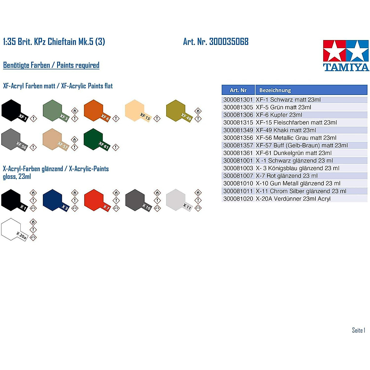 TAMIYA 300035068 35068 BR.Chieftain MK.5 Tank