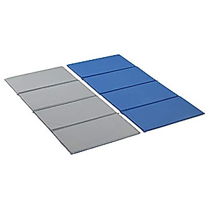 ECR4Kids Everyday Folding Rest Mat, 4-Section, 5/8in, Classroom Furniture, Blue/Grey, 5-Pack