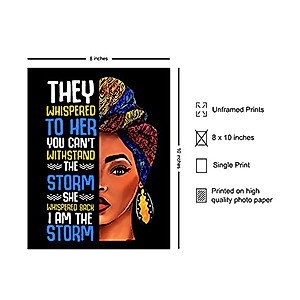 Motivational Inspirational Wall Art & Decor - Black African American Women Woman Girls - They Whispered to Her You Cannot Withstand The Storm She Whispered Back I Am The Storm Sign - Positive Quotes