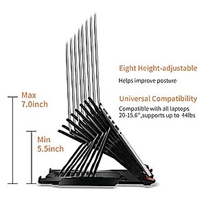 KENTEVIN Laptop Stand Adjustable Laptop Computer Stand Multi-Angle Stand Phone Stand Portable Foldable Laptop Riser Notebook Holder Stand Compatible for 10 to 17” Laptops
