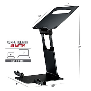 Ergonomic Laptop Stand for Desk, Adjustable Height up to 20", Laptop Riser Computer Pulpit Stand for Laptop, Portable Laptop Stands, Fits MacBook, Laptops 10 15 17 inches Laptop Holder and Laptop Desk