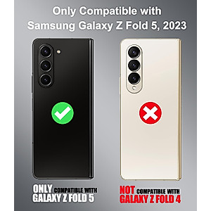 SIXBOX for Samsung Galaxy Z Fold 5 Case with Card Holder & Slide Camera Cover, Built-in Screen Protector & Hinge Protection, Shockproof Durable Wallet Phone Case for Galaxy Z Fold 5 5G 2023, Black