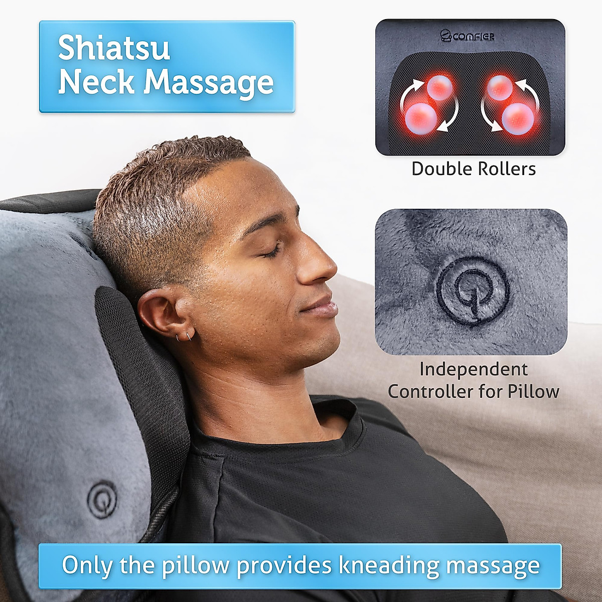 COMFIER Full Body Massage Mat with Movable Neck Pillow, 10 Vibrating Motors & 4 Heating Pads, Back Massager, Father's Day Gifts for Dad Men