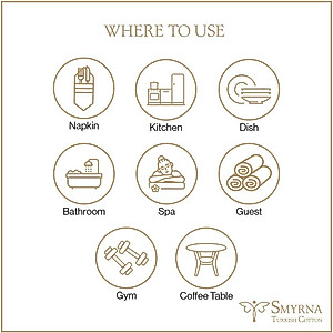 SMYRNA TURKISH COTTON Kitchen Dish Towels Pack of 2 | 100% Natural Cotton, 15 x 26 Inches | Machine Washable Wash Cloths | Ultra Soft, Absorbent, Prewashed and Quick Dry Turkish Dish Towels (Gray)