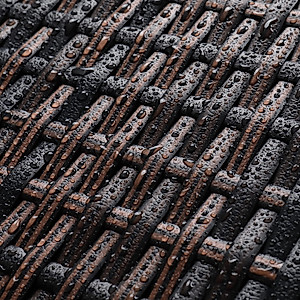 Henf 24-Gallon Outdoor Rattan Trash Can Wicker Waste Basket with Lid, Corner Wastebasket Trash Bin w/Sturdy Metal Frame for Poolside Backyard Patio Kitchen