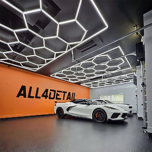 ALL4DETAIL LED Hexagon Garage Light, 6500K Honeycomb Light 15 Hexagonal Light with Rectangle Border for Garage Workshop Warehouse 60600LM,IP54,606W