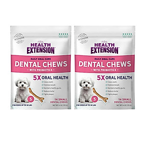 Health Extension Probiotic Dental Bones for Dogs, 14 Small Bones – Supports Dental Health, Promotes Digestive Health, Ideal for Puppy Training (Pack of 2)